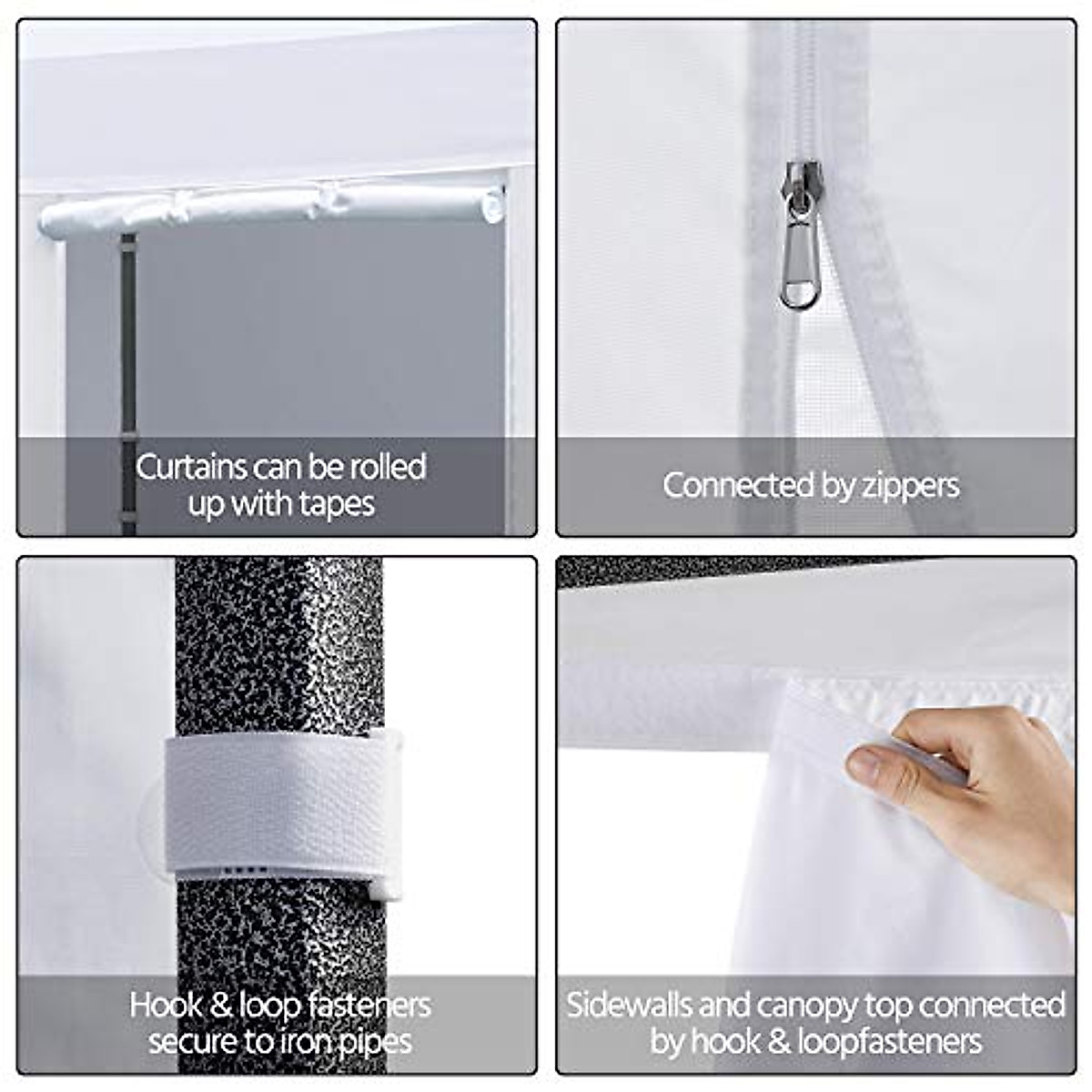 Yaheetech 10 x 10 Pop Up Commercial Canopy Tent with 4 Removable Sidewalls, Sandbags, Stakes & Ropes, Waterproof Instant Canopies for Wedding Party Commercial Event Pavilion, White