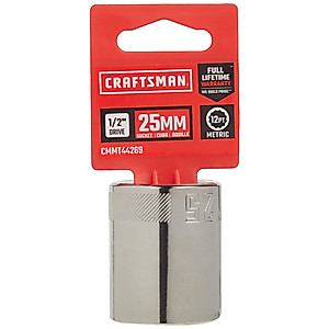 CRAFTSMAN Shallow Socket, Metric, 1/2-Inch Drive, 25mm, 12-Point (CMMT44269)