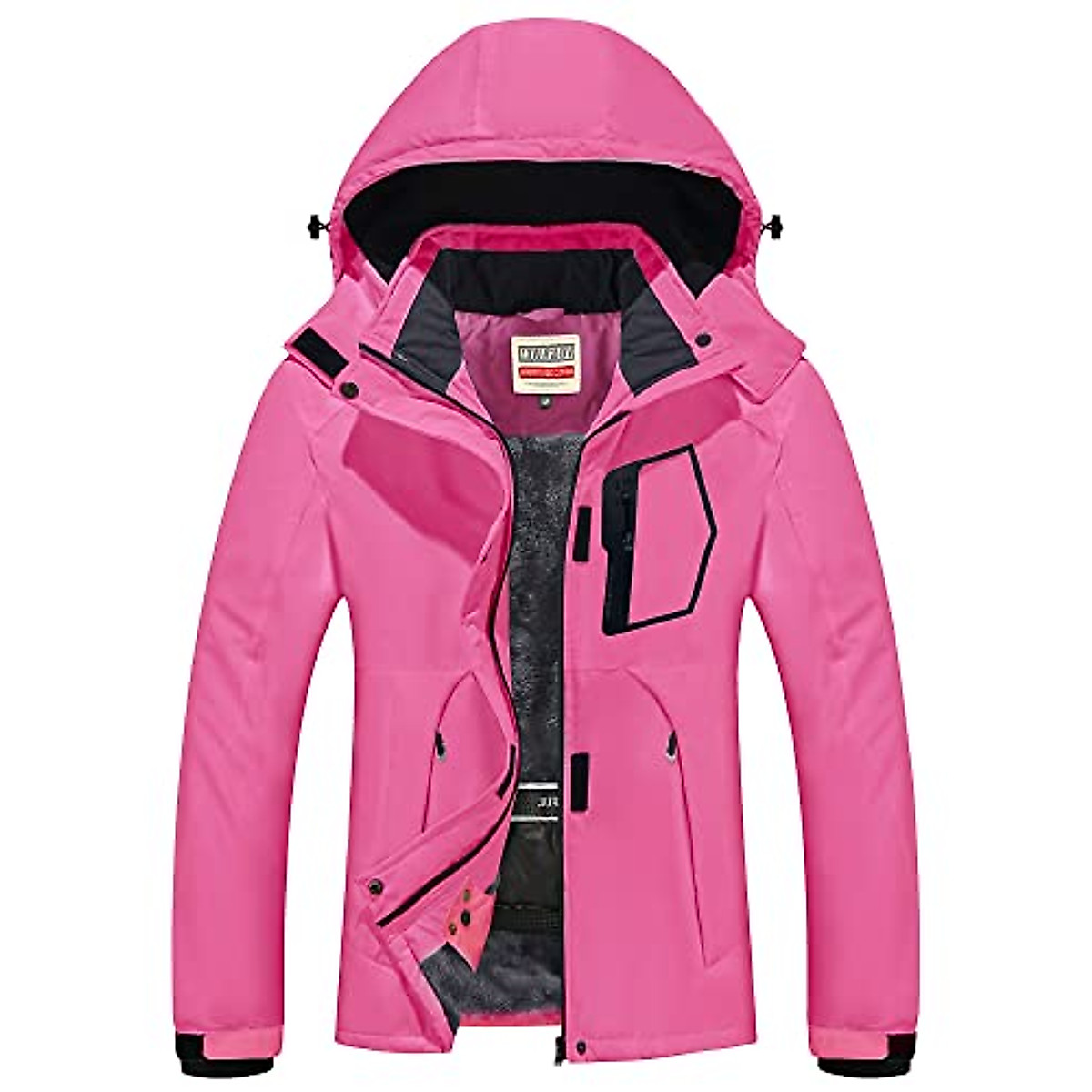 WULFUL Women’s Waterproof Snow Ski Jacket Mountain Windproof Winter Coat with Detachable Hood