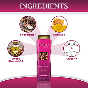 FAIR & WHITE-Miss White, Skin Brightening Body Lotion – 13.5 Fl oz / 400 ml – Moisturizing, Hydrating Lotion, Helps to Reduce pigments on: Body, Elbows, Knees and Armpits