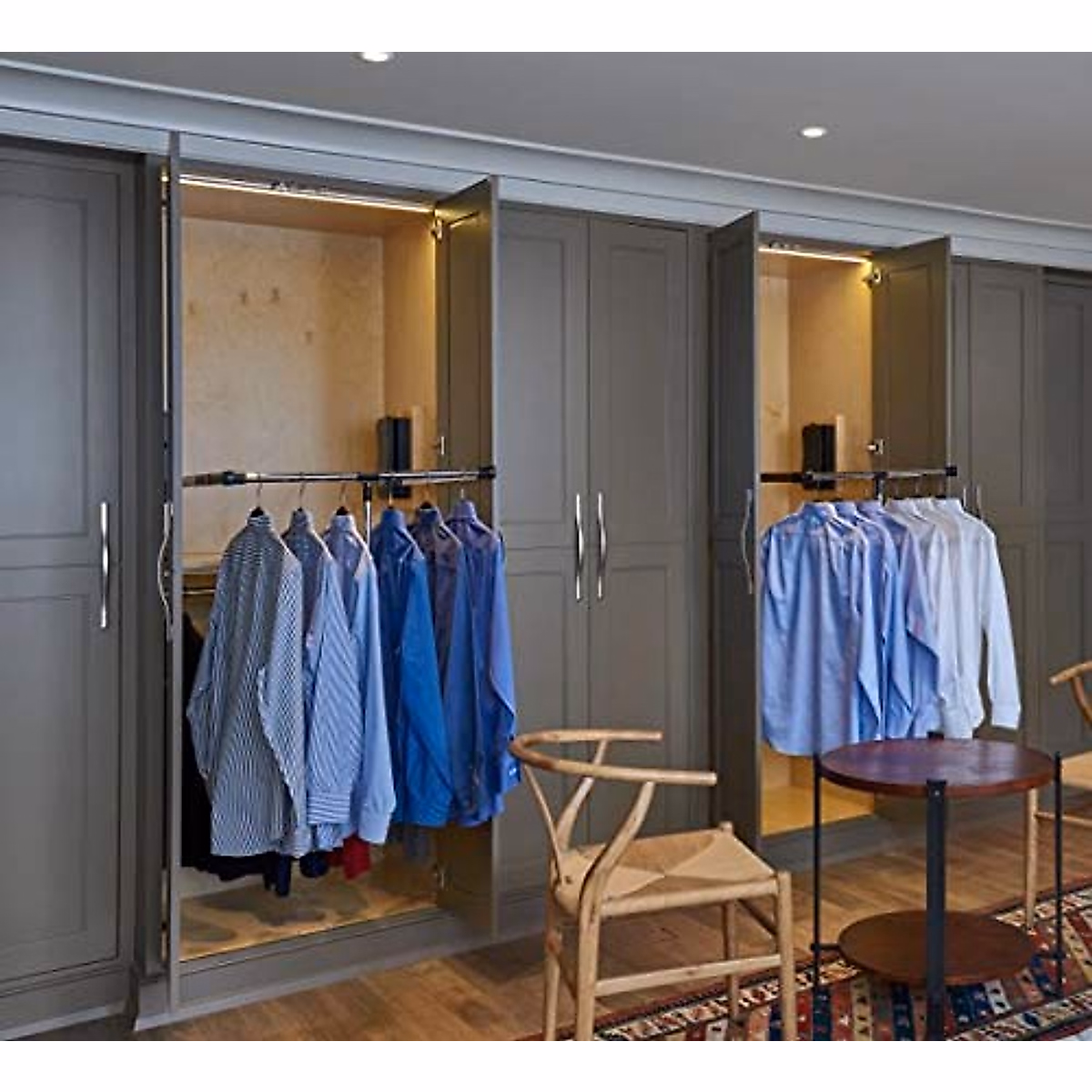 Servetto ClosetPro Soft-Close Wardrobe Lift Expanding Steel Tubing with Black Plastic Housing, 22 lb Weight Rating, Made in Italy (24 1/2" - 33 1/2")