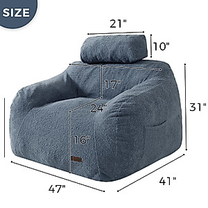 MAXYOYO Giant Bean Bag Chair with Pillow, Boucle Bean Bag Sofa for Adults,Large Upholstered Bean Bag Couch Lazy Sofa with Filler for Reading, Gaming