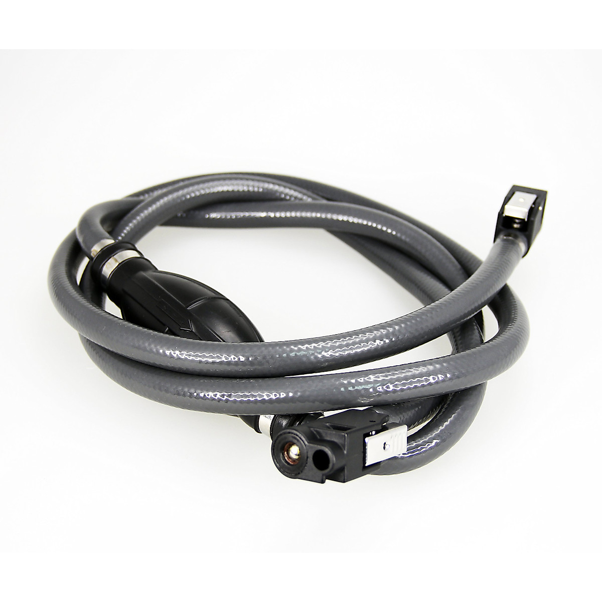 Pactrade Marine Grey Durable Fuel Line Assembly Hose Barbs Rubber Primer Bulb Lengthy 7 ft feet Resistant Material Cover Fuel Flow (3/8" Hose, Mercury Connectors)