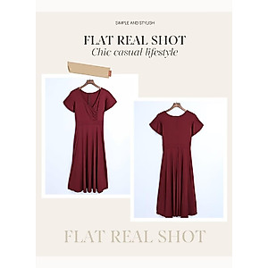 Dokotoo Women's V Neck Elegant Party Dress Short Sleeve Skater Dress Formal Wedding Guest Dresses Dresses for Women 2024 Red 2XL