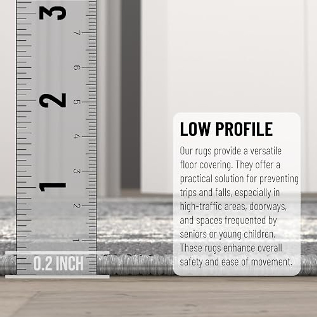 Ottomanson Ottohome Non-Slip Rubberback Bordered Design 5x7 Indoor Area Rug, 5' x 6'6", Light Gray