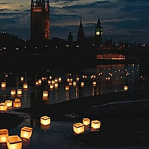 Paper Floating Lanterns with Candles Biodegradable for Wedding, Pool, Party, Praying, Chinese Wish Lanterns, Floating Lanterns for Lake or River, 10 Pack 5.9''