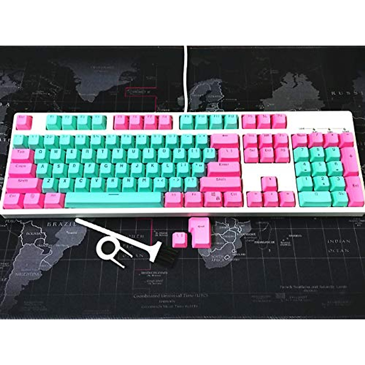 104 Keys Miami PBT Doubleshot Backlit Keycaps ANSI/ISO Keyset OEM Profile for 60%/87 TKL/104/108 Cherry MX Switches Gaming Mechanical Keyboards (Miami)