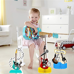 Music Guitar Honeycomb Centerpieces 13Pcs Guitar Birthday Party Table Centerpieces Rock Guitar Table Decorations Music Birthday Party Decoration for Music Instrument Baby Shower Supplies