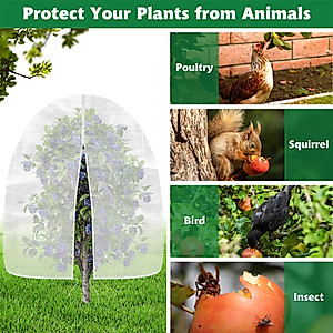 OZMI 4 Pack Garden Plant Fruits Blueberry Bushes Protection Netting Covers Barrier Bags with Metal Zipper & Drawstring, Garden Plant Tree Blueberries Bush Protector Mesh Net Bags(4 x 5 Ft)