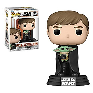 POP Star Wars: The Mandalorian - Luke Skywalker with Grogu Funko Vinyl Figure (Bundled with Compatible Box Protector Case), Multicolor, 3.75 inches