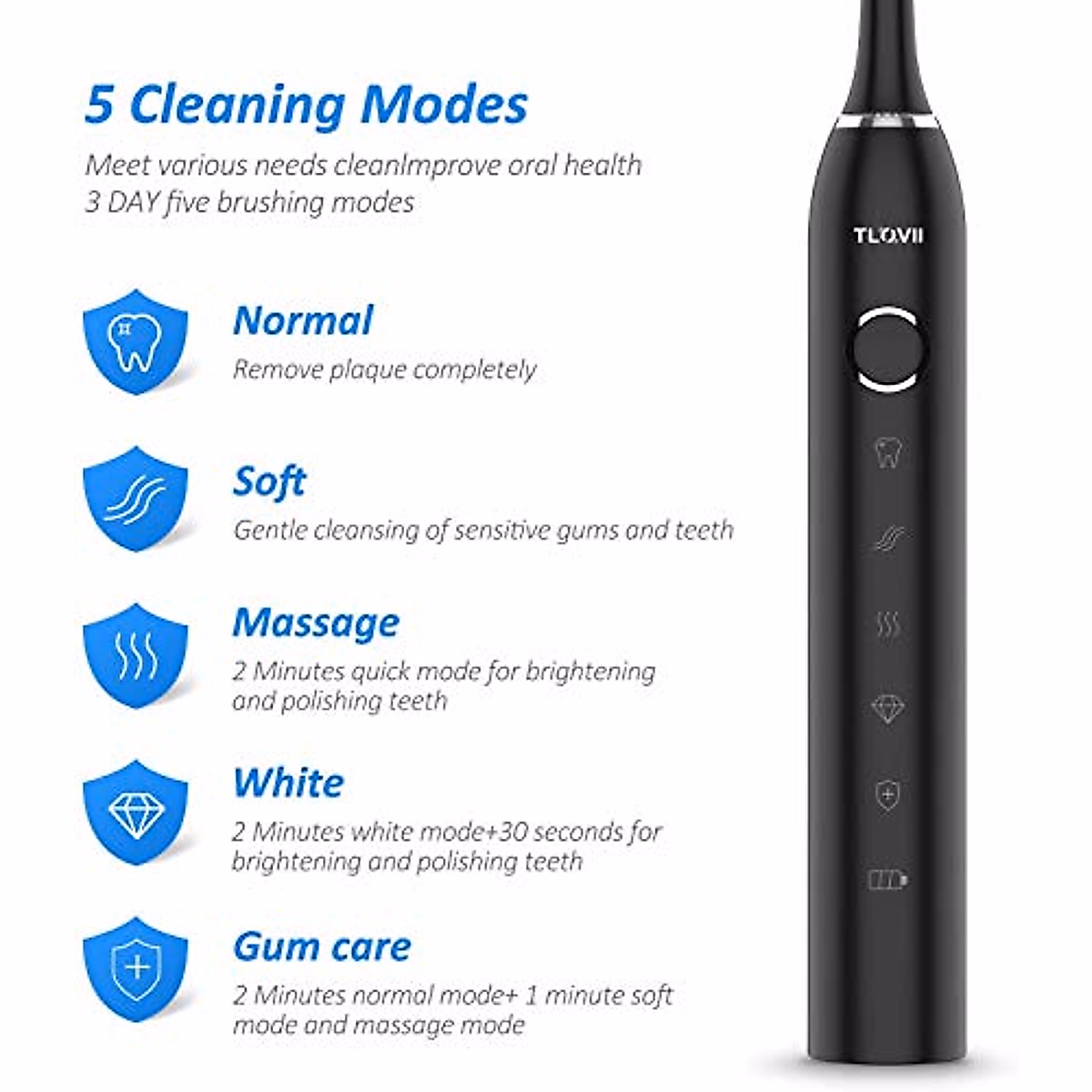 TLOVII Electric Toothbrush Replacement Heads Refill, 2 Count