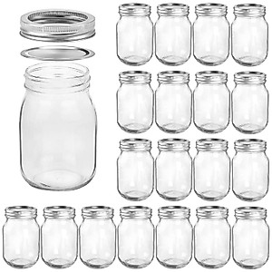 Accguan 12oz / 350ml Mason Jars with Airtight Lids, Glass Jar With Regular Lids, Clear Glass Jar Ideal for Jam,Honey,Wedding Favors,Shower Favors, Set of 20