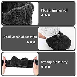 BESARME 3 Pieces Face Wash Headband and Wristband Set Spa Headband Makeup Skincare Headbands Hair Accessories for Women Wrist Towels Wrist Bands for Washing Face (Black)