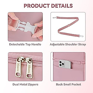 Mancro Breastmilk Cooler Bag with Ice Pack, Insulated Baby Bottle Bag Fits 6 Baby Bottles Up to 9 Ounce, Double Layer Bottle Bag for Daycare, Breast Milk Cooler Travel Bag for Nursing Mom, Pink