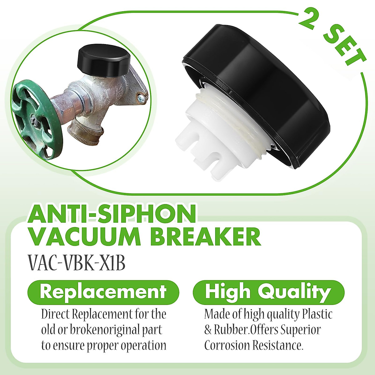 Cinnvoice 2 Set Vacuum Breaker Kit Replacement Valves Compatible with Vacvbkx1b Black Replacement Fit Traditional Anti Siphon Frost free Sillcock Valves Vacuum Breaker Outside Faucet Repair Kit