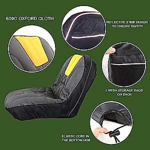Riding Lawn Mower Seat Cover, Heavy Duty Polyester Oxford Tractor Seat Cover with Padded Cushion Surface, Durable Seat Cover Fits Craftsman,Cub Cadet,Kubota Lawn Mower Tractor (M-NonArmrests)