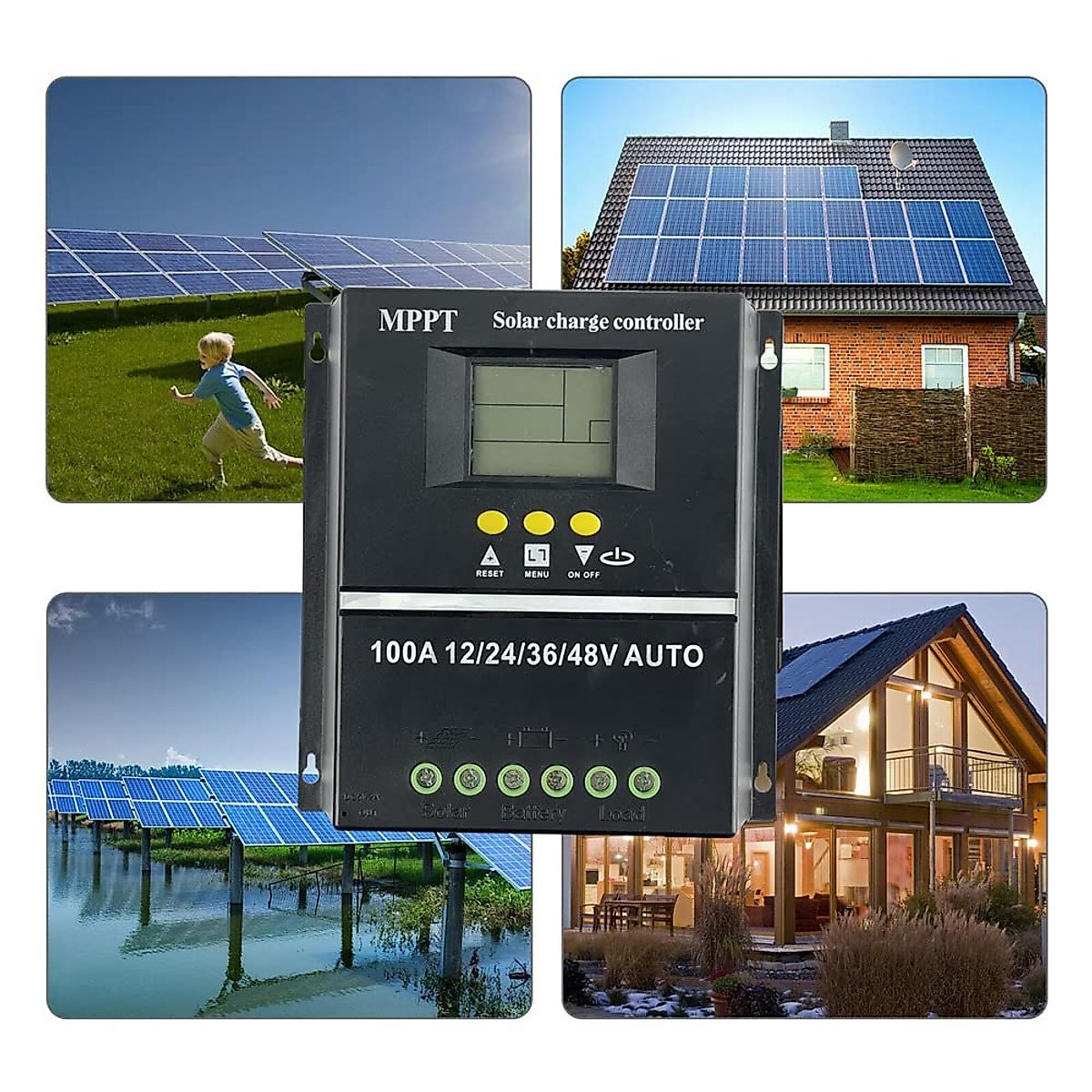 PWM 100A 12V 24V 36V 48V Solar Panel Charge Controller Solar PV Battery Charger with LCD MPPT Solar Controller