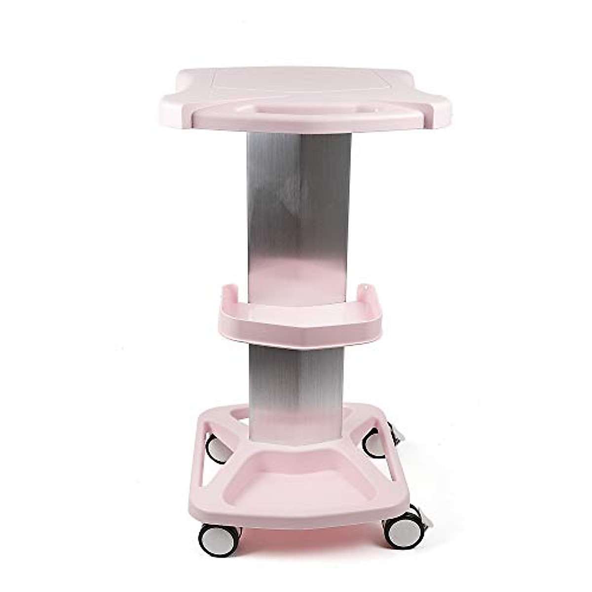 Beauty Trolley Cart with Wheels, Aluminum Alloy Salon Spa Rolling Trolley Cart, Esthetician Metal Trolley Cart for Beauty Salons Health Salons Hairdressers Load 33Lbs (Pink)