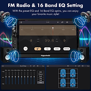 Vaparinckl Double Din Car Stereo with Wireless Apple CarPlay and Android Auto, 7-Inch FHD Touchscreen Car Audio Receiver with Voice Control, Bluetooth, FM, Subwoofer, Backup Camera, USB/TF/AUX Port