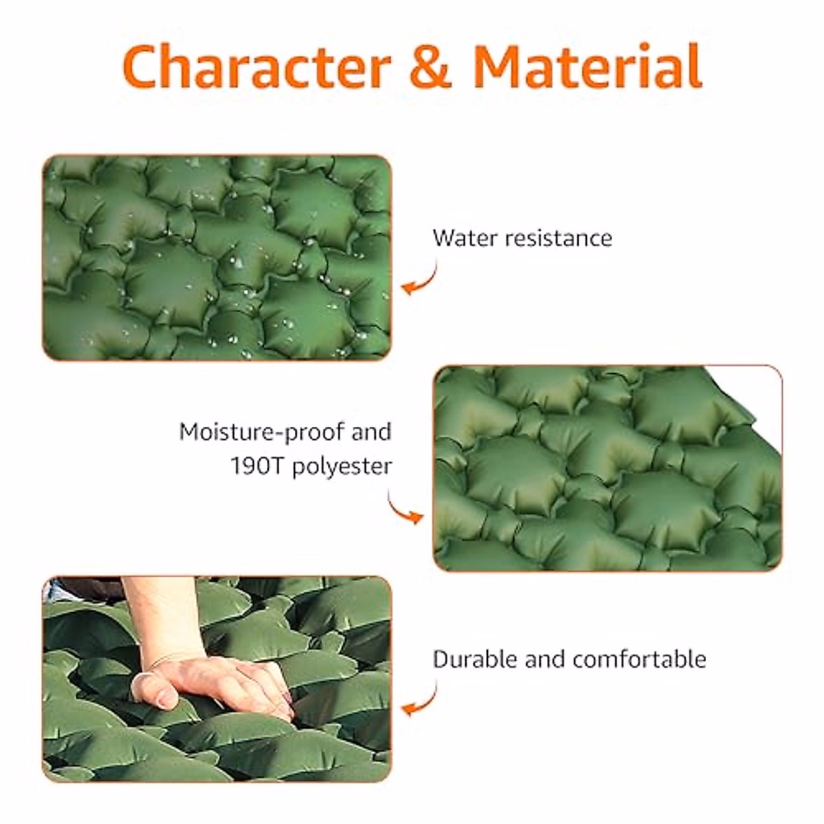 Amazon Basics Sleeping Pad, Folding,Inflatable,Built-In Foot Pump, Single, Olive Green