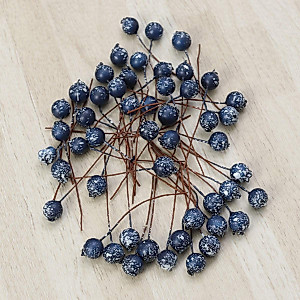 Healifty Christmas Berry Pick 50pcs Christmas Artificial Berries Stems Blue Holly Floral Picks for DIY Crafts Christmas Flower Arrangement Wreaths Holiday Decor Christmas Artificial Berry