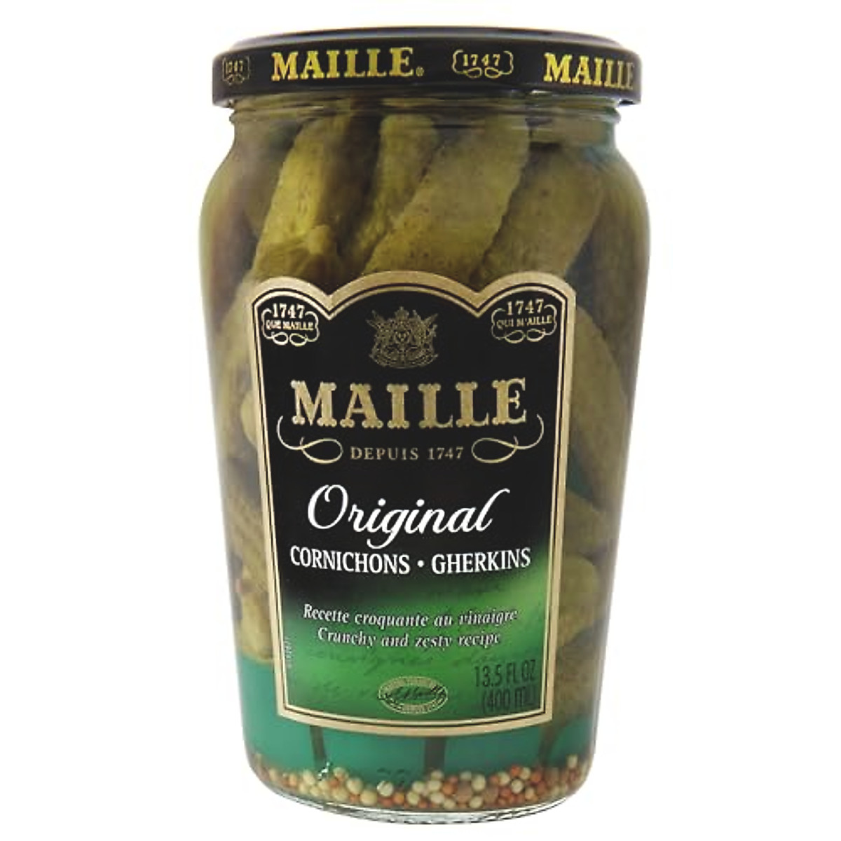 Maille Pickles Cornichons Original The perfect cornichon for garnishing a gourmet sandwich or snacking Product of France 13.5 oz