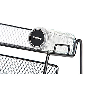 GONGSHI 3 Tier Cabinet Spice Rack Organizer with 21 Empty Glass Spice Jars (4oz), 386 Spice Labels, Chalk Marker and Funnel for Pantry Cupboard or Countertop, Black