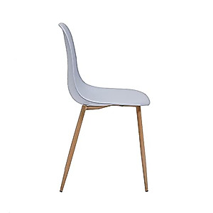 Porthos Home Oban Dining Chairs Set of 2 with Durable Plastic Shells and Tapered Iron Legs in Woody Accent (Great for Dining Rooms