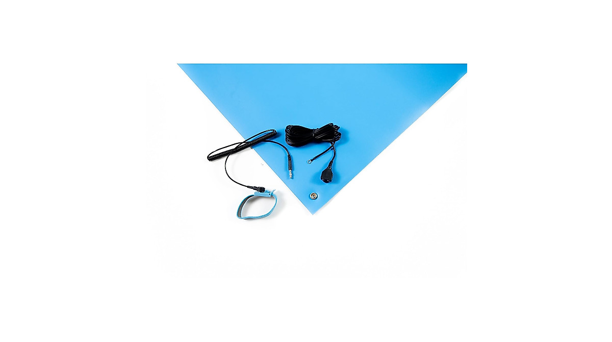 Bertech ESD Anti-Static Table Mat Kit - 18x30 Blue with Grounding ...