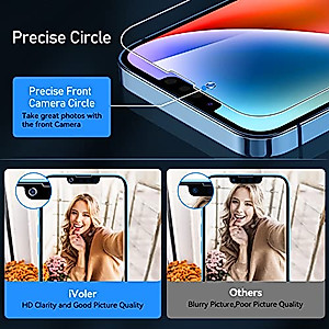 ivoler [3+3 Pack] Tempered Glass for iPhone 14 6.1 inch 2022 [3 Pack] with [3 Pack] Camera Lens Screen Protector with [Alignment Frame], Anti-Scratch Case Friendly Transparent HD Clear Film