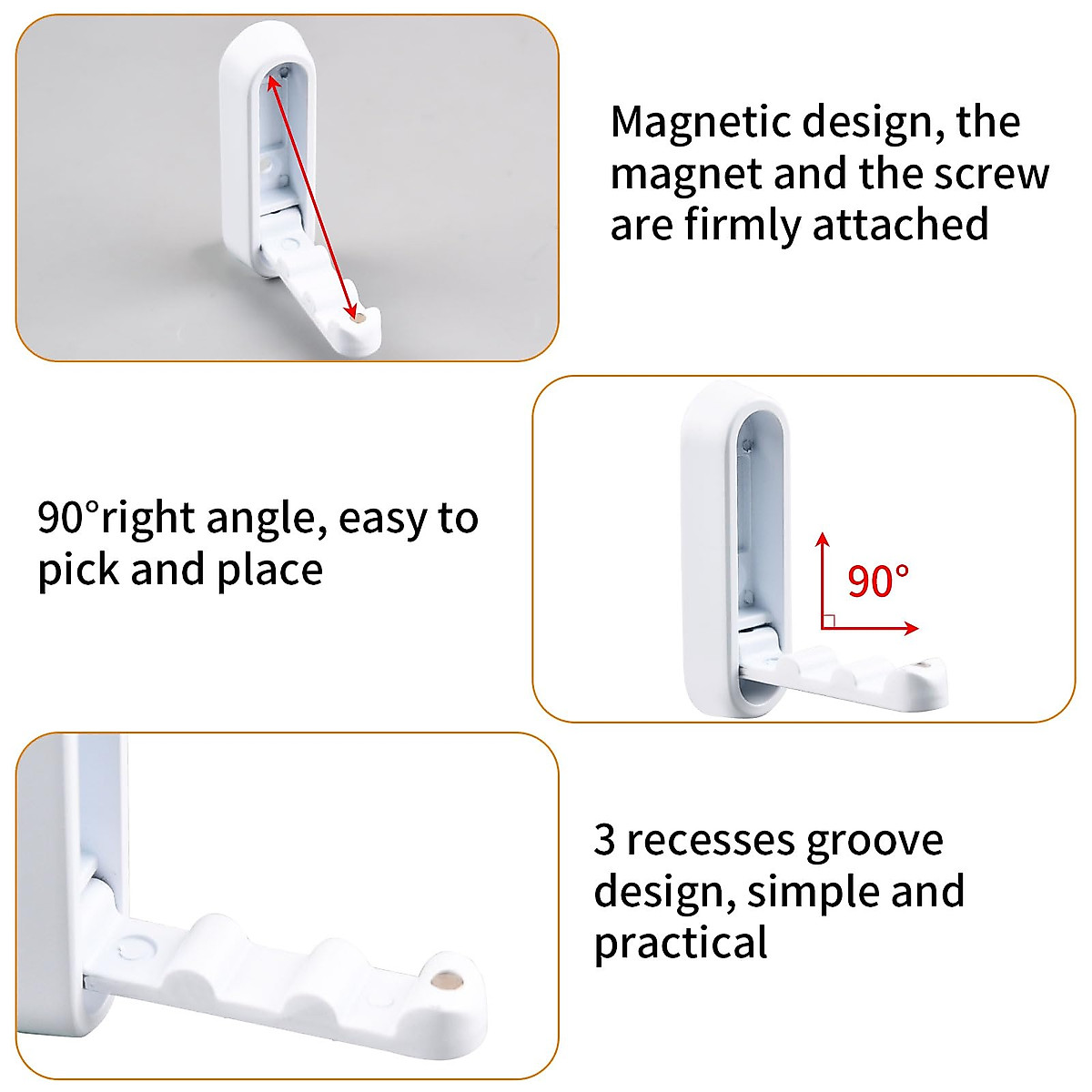 MOROBOR 4pcs Elliptical Folding Wall Hook Non-Slip Heavy Duty Foldable Coat Hook Aluminum Alloy Wall Hanger for Hanging Coat Bags Backpack Towel(Matte White)