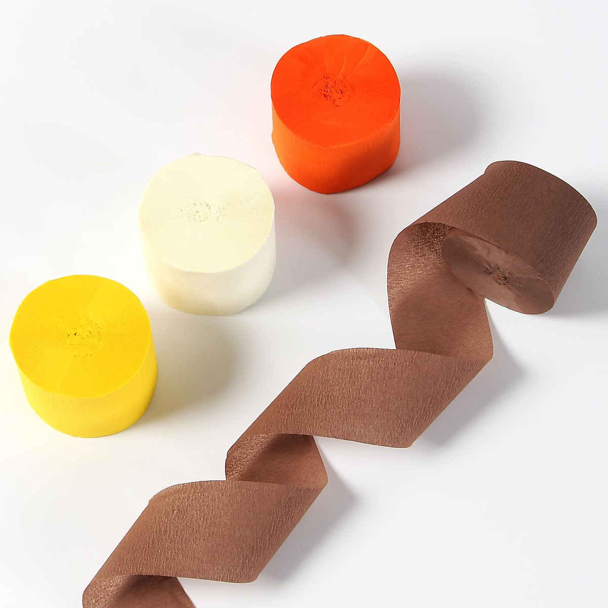 Yellow-Beige Orange-Brown Fall Party-Decorations Streamers - 8 Rolls Boho Autumn Baby Shower Thanksgiving Harvest Crepe Tissue Paper Streamer,Birthday Bridal Bachelorette Wedding Garland Panduola