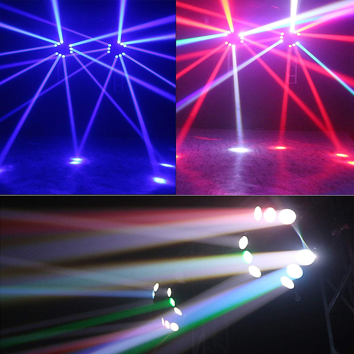 Dj Lights Rainbow Disco Light, 9x3W RGB LED Moving Head Dj Light Stand, Professional Disco Lights Dj Rave Light Rotating Party Lights Dj Dance Floor Lights Sound Activated Spider Beam Light