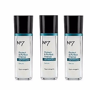 Boots No7 Protect & Perfect Intense Advanced Serum Bottle 1 fl oz (30 ml) Pack of 3