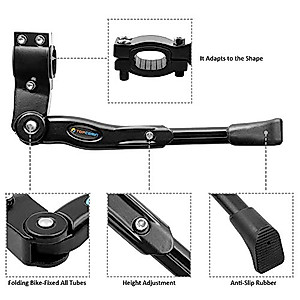 TOPCABIN Bicycle Adjustable Aluminium Alloy Bike Bicycle Kickstand Side Kickstand Fit for 22" 24" 26"- Black