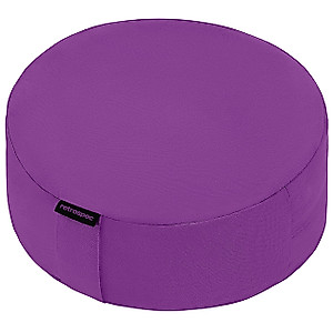 Retrospec Sedona Zafu Meditation Cushion Filled w/Buckwheat Hulls - Yoga Pillow for Meditation Practices - Machine Washable 100% Cotton Cover & Durable Carry Handle; Round, Mulberry