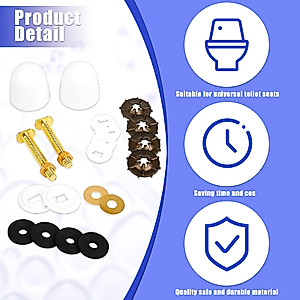 Toilet Floor Bolts and Caps Kit, Universal Toilet Flange Repair Kit Solid Brass Toilet Fixing Bolts and Nuts Set American Standard Toilet Parts Including Toilet Bolt Caps Closet Bolts and Washers