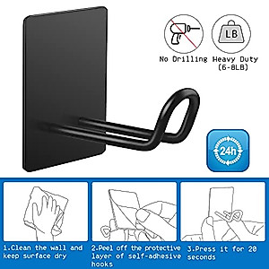 Enkrio Wall Hooks Towel Hooks 6 Pack Heavy Duty Bathroom Self Adhesive Hooks, Sticky Hooks for Hanging Coat, Hat, Loofah – Matte Black
