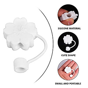 ABOOFAN 2Pcs Silicone Straw Covers Cap Reusable Drinking Straw Tips Lids Cute Straw Topper for Reusable Straws