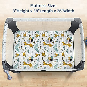 Moonlight Family Noiseless 3” Pack n Play Mattress, 38”x26” Premium Foam Portable Pack and Play Mattresses, Odorless & Steady Playard Mattress fits ONLY Playpens (28.5 * 39.5"), Giraffe