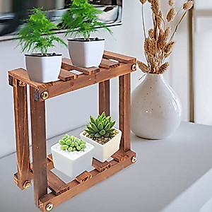 ABOOFAN Wooden Stool Plant Stand Flower Pot Display Shelf Bonsai Rack Decorative Plant Riser Holder for Indoor Home 1 Set