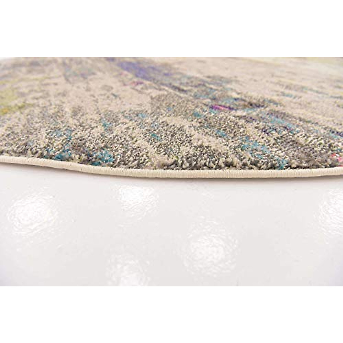 Unique Loom Chromatic Collection Modern Rustic & Vibrant Abstract Area Rug for Any Home Décor, 8' 0" x 8' 0", Beige/Gray