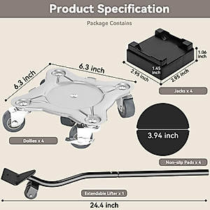 CypherCore Furniture Dolly with 5 Wheels Heavy Duty, Moving Dolly with Lifter Tool 1600 LBS Load Capacity, Carbon Steel Panel Easy Sliders Dolly for Moving Appliances, Sofa, Tables, Refrigerators