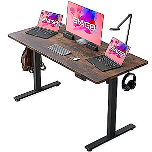 SIAGO Electric Standing Desk Adjustable - 48 x 24 Inch Sit Stand Desk with Cable Management - 3 Memory Preset Stand up Computer Table Desks for Home Office Work