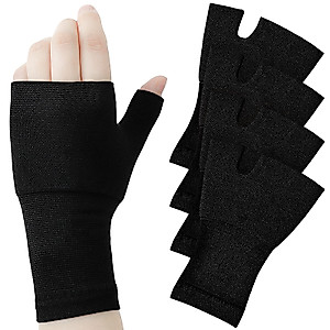 4 Pieces Unisex Wrist Thumb Support Sleeve Fingerless Wrist Gloves Compression Arthritis Gloves Sports Wrist Support Brace for Fatigue Sports Typing (Black, Medium)