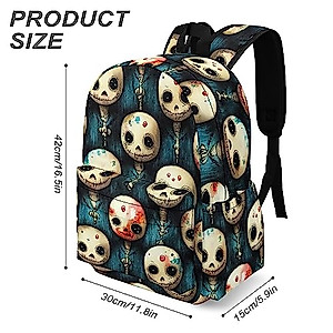 RIMENCH Lightweight Casual Laptop Backpack For Men And Women Halloween Cute Gothic Horror Voodoo Dolls Daily Use Backpack For College