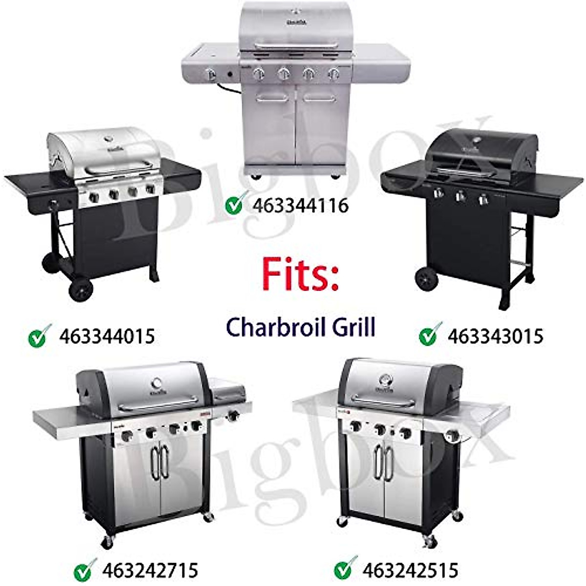 BBQ-Element Gril Replacment Parts for Charbroil 463344015, 463343015, 463344116, 463242715. Stainless Steel Burner Tubes and Carryover Tubes for Char-broil 463242515, 463242716, 463433016.