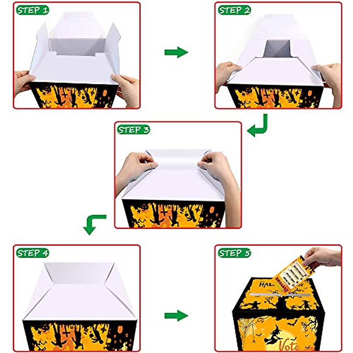 Halloween Party Costume Ballot Box with 64pcs Voting Cards Party Supplies (Assembly Needed)