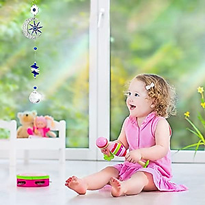 XINRUI Crystal Sun Catcher, Hanging Ornament Crystals Balls Prism Rainbow Maker for Home, Office, Garden Decoration, Window Decorations Decor(Moon)