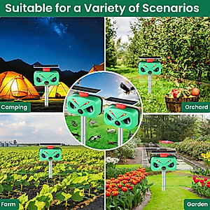 2 Pack Ultrasonic Cat Repellent Outdoor, Solar USB Powered Animal Repeller Ultrasonic Deer Deterrent Devices with Motion Sensor Waterproof Pest Deterrent for Dog Skunk Squirrel Raccoon Coyote Rabbit